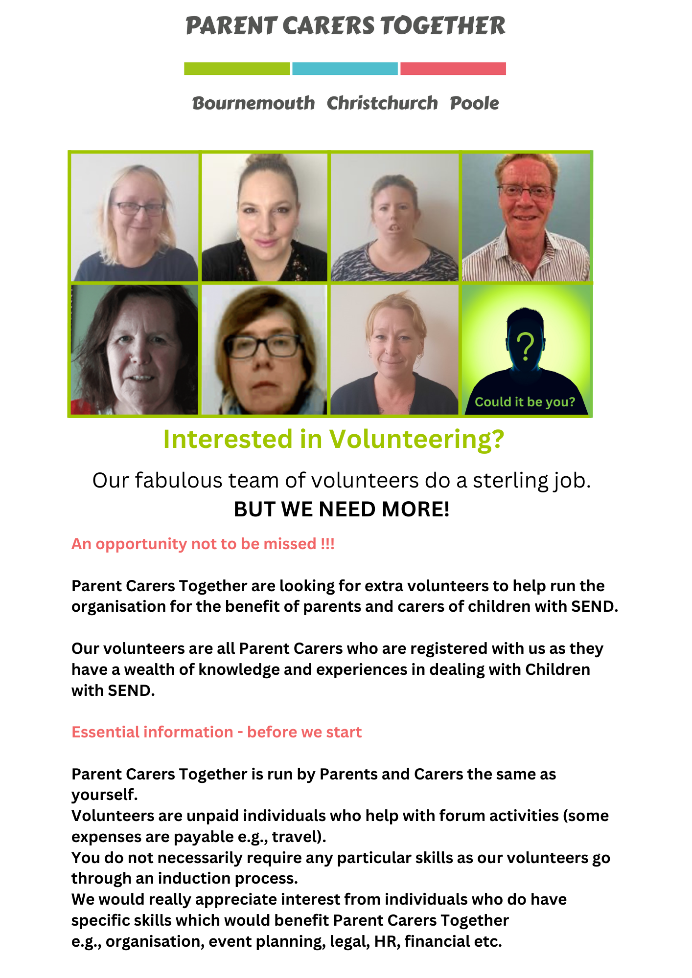 Paid & Voluntary Opportunities - Parent Carers Together